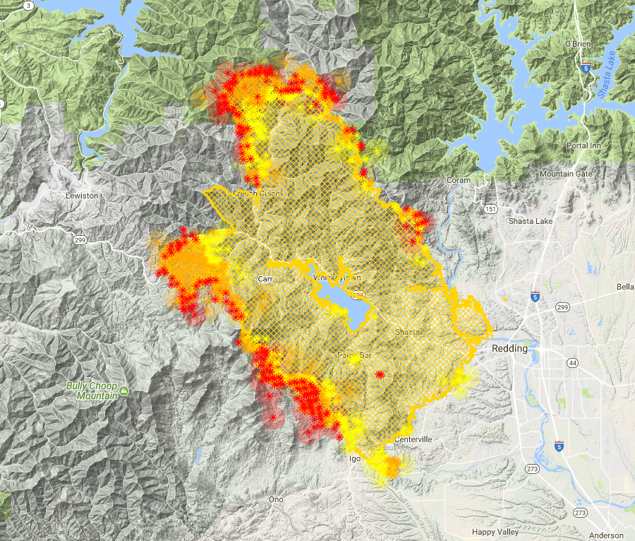 Carr Fire Maps (Monday) | Hike Mt. Shasta